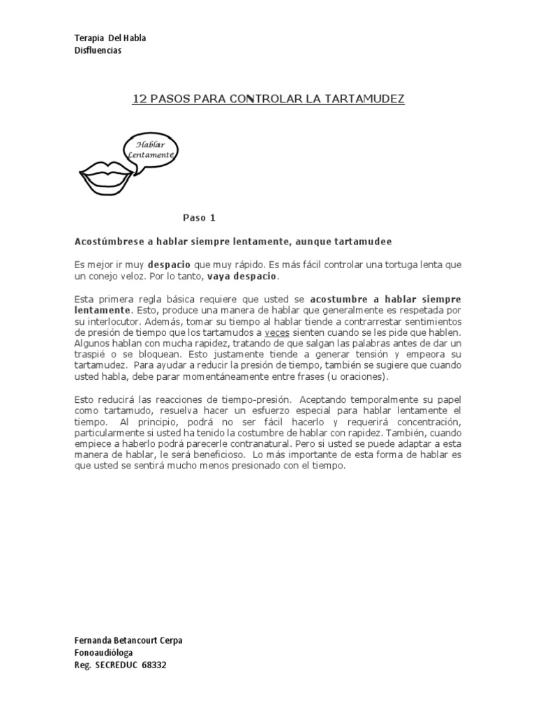 12 Pasos para Controlar La Tartamudez | PDF | Tartamudeo | Trastornos específicos del desarrollo