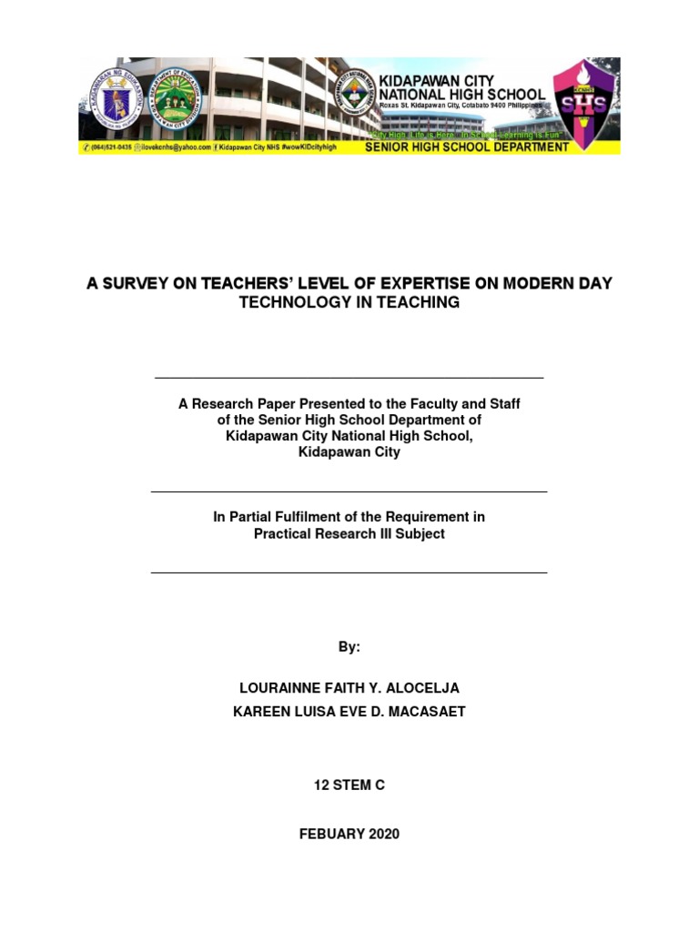 Thematic RRL of Teachers' Level of Expertise On Modern Day Technology ...