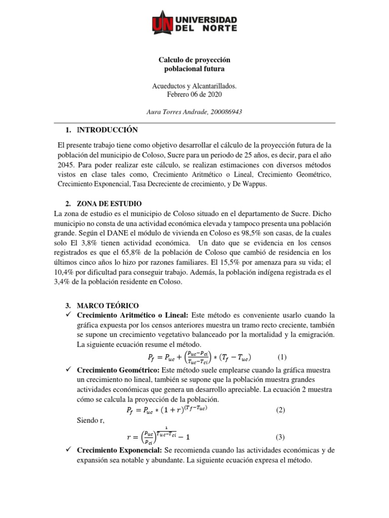 Calculo de Proyección | PDF | Funcion exponencial | Estadísticas