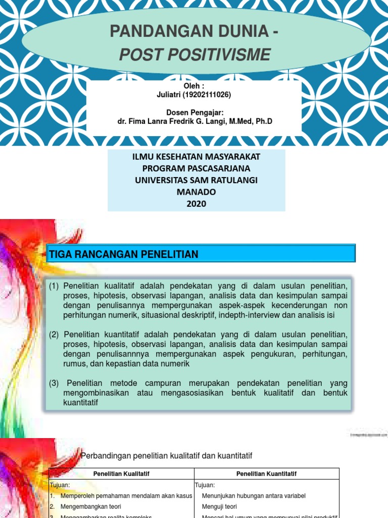 Post Positivisme - Juliatri - 19202111026 | PDF