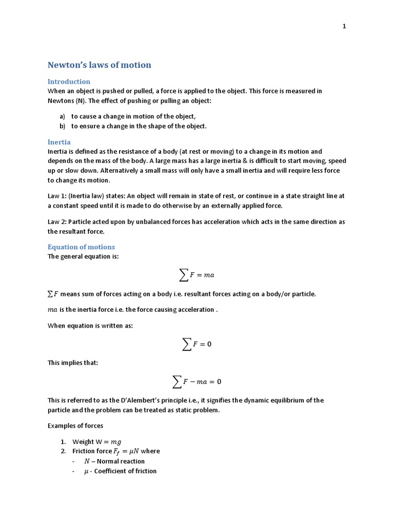Newtons Equations of Motion | PDF | Rotation Around A Fixed Axis | Torque