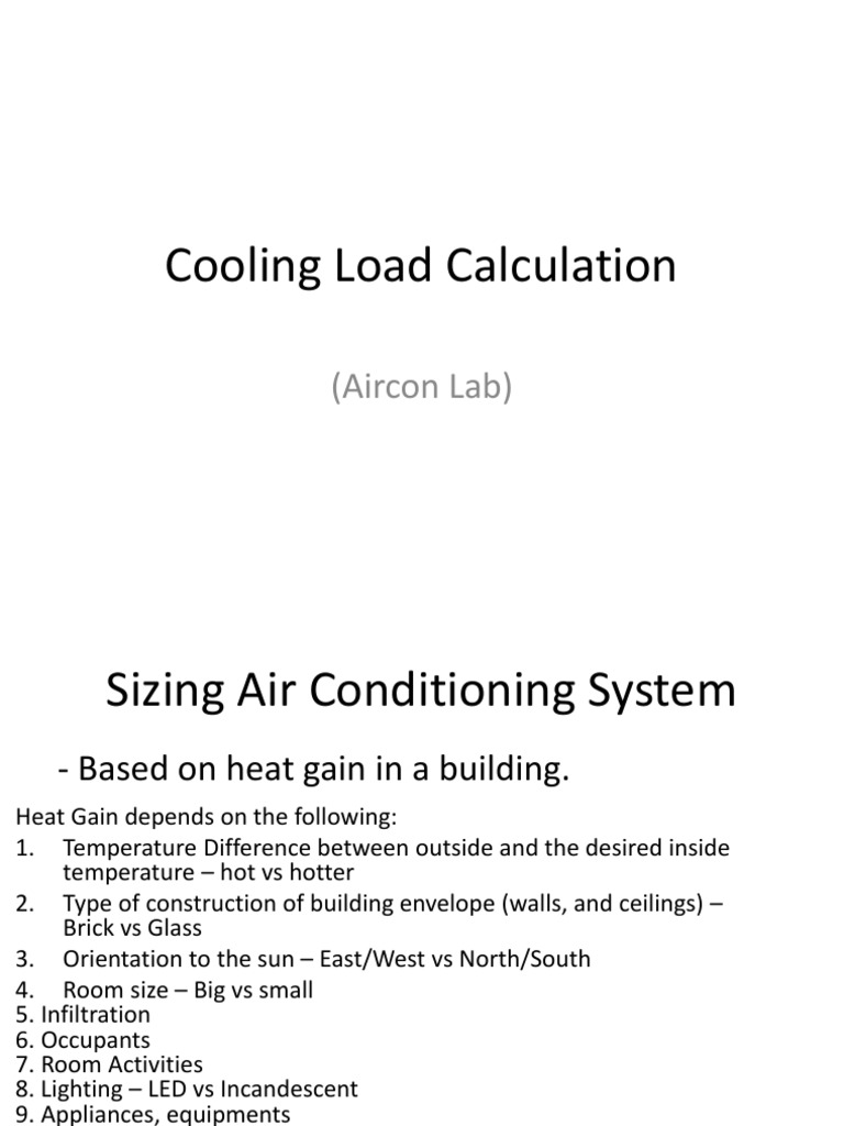 Residential Cooling Load Calculation | PDF | Air Conditioning ...