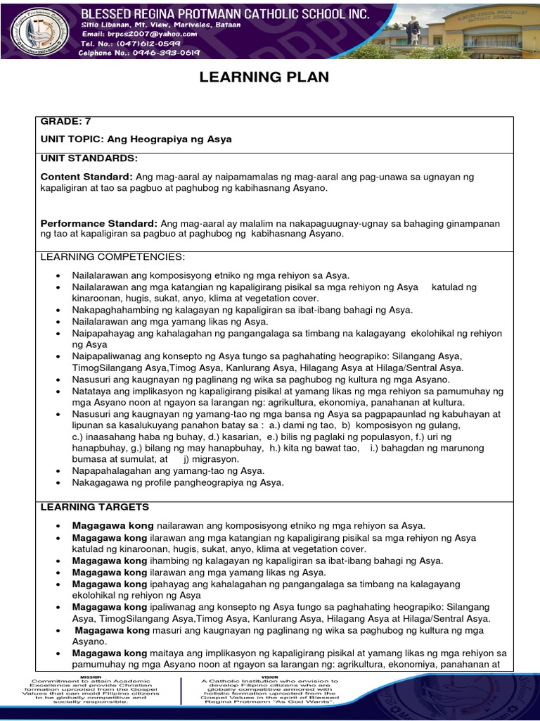Learning Plan Q1 | PDF