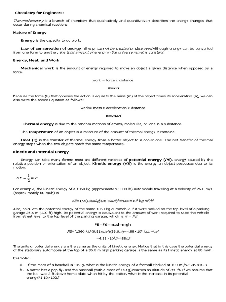 Thermochemistry Notes | PDF | Enthalpy | Heat