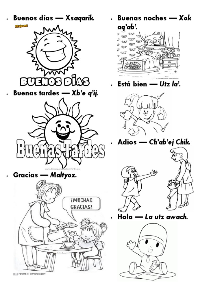 Saludos en Kaqchikel para Colorear | PDF