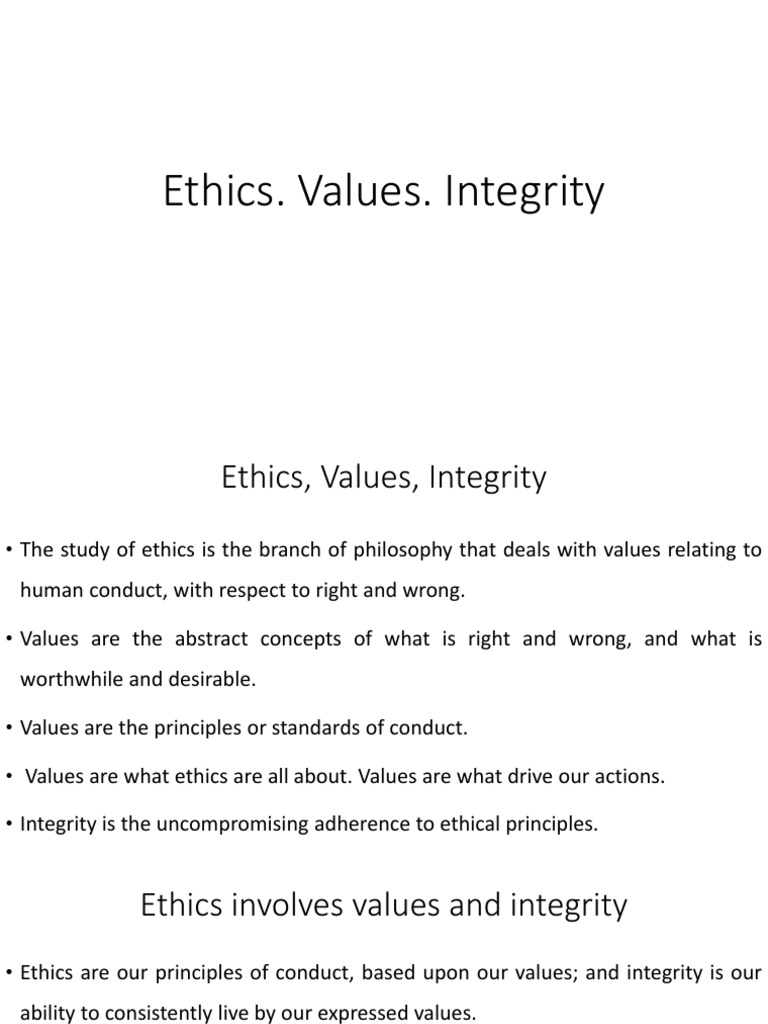Ethics, Values, Integrity and Ethical Dilemmas | PDF | Value (Ethics ...