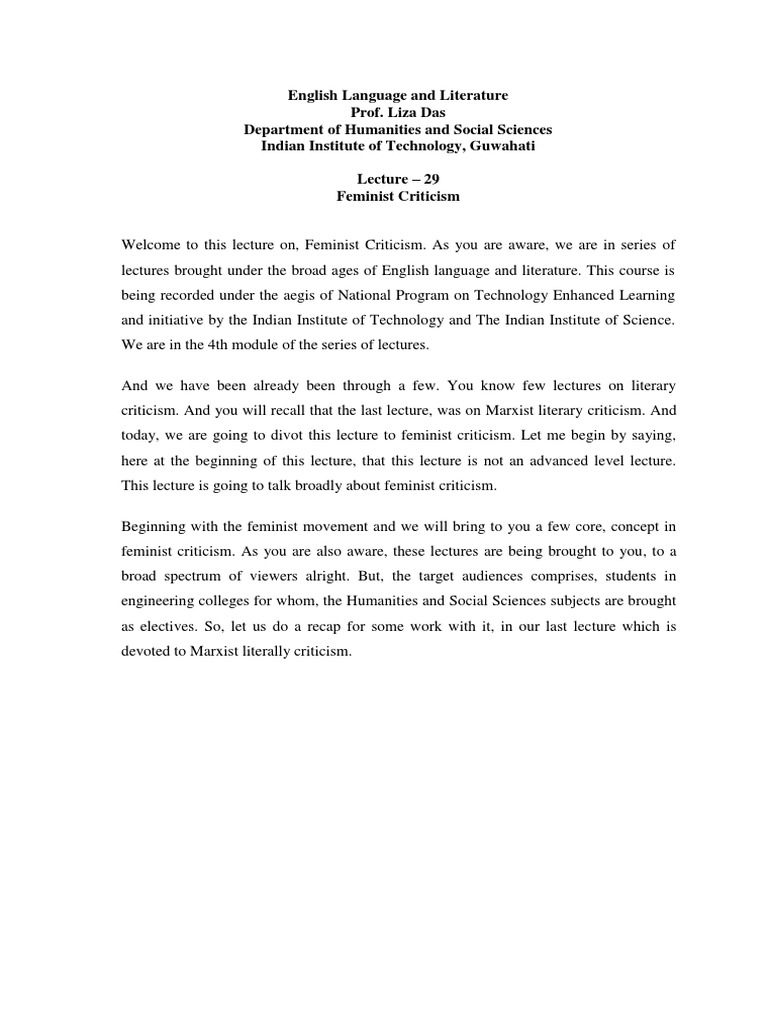 Introduction to Feminist Criticism | PDF | Gender | Gender Studies