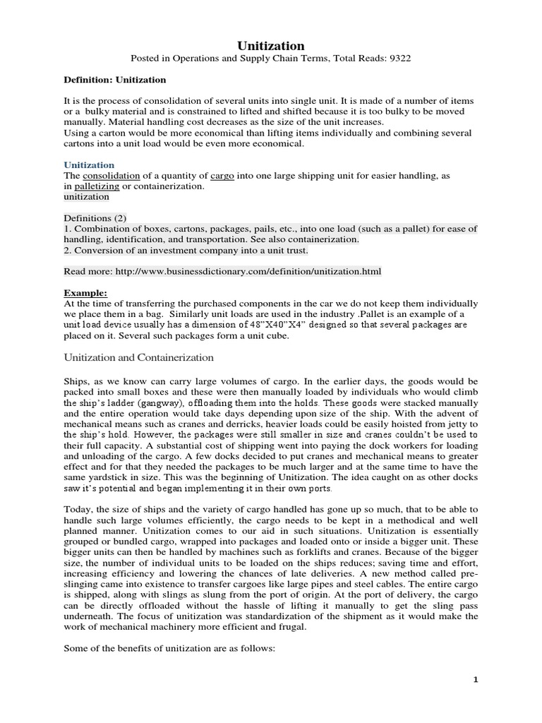 MM 122 - Unitization | PDF | Containerization | Cargo