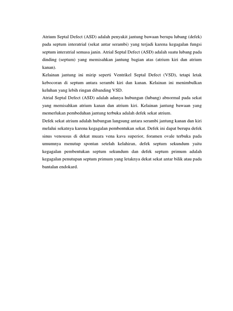 Defek Septum Atrium: Penjelasan dan Jenis | PDF | Griya & Taman