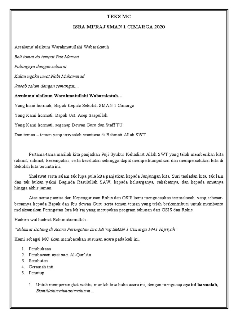 Teks Pembawa Acara Isra Mi Raj - tukaffe.com