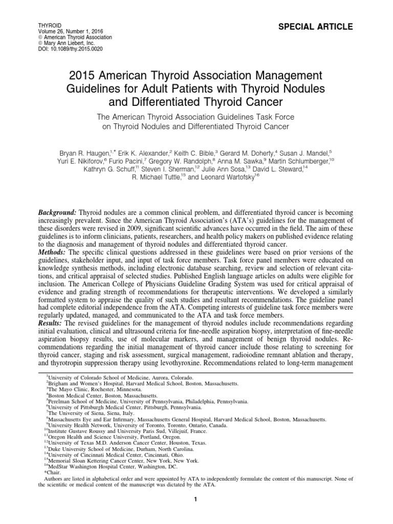 Ata-Thyroid Guidelines - 2015 | PDF
