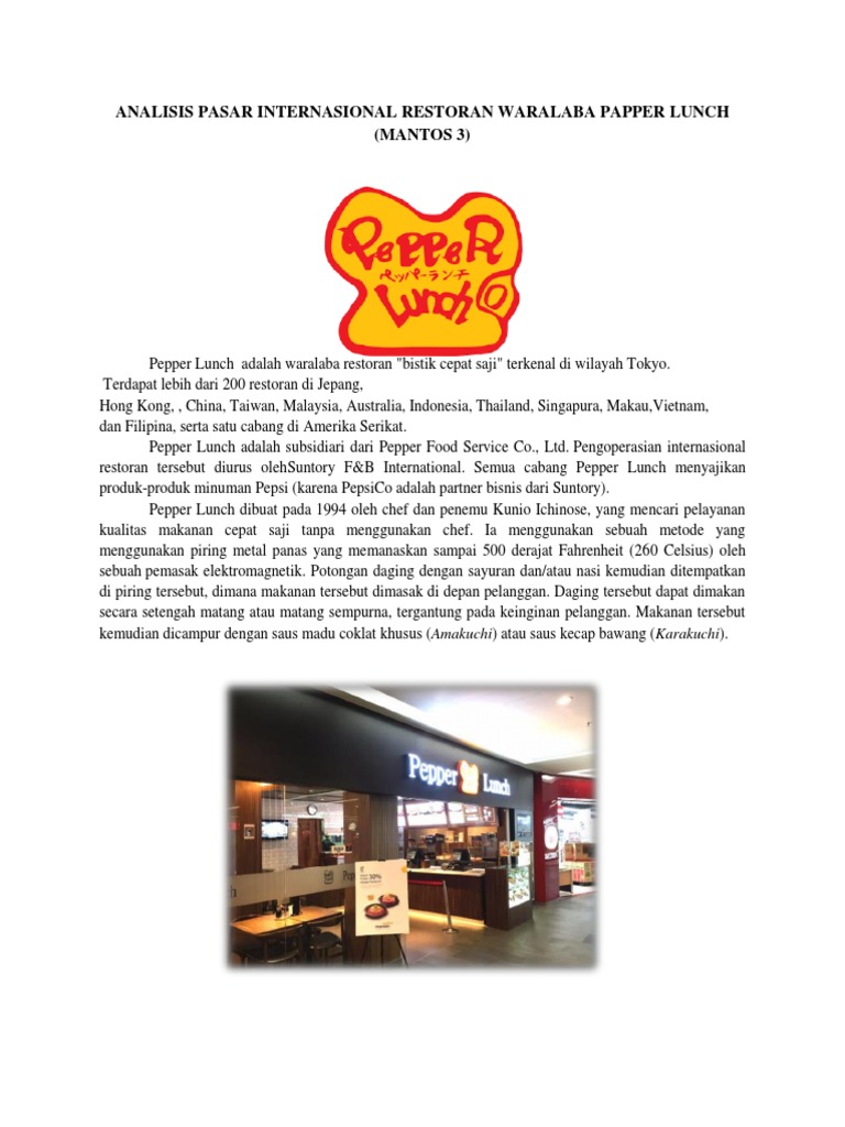 Analisis Pasar Internasional Restoran Waralaba Papper Lunch | PDF ...