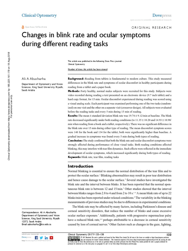 3 Changes in blink rate and ocular symptoms