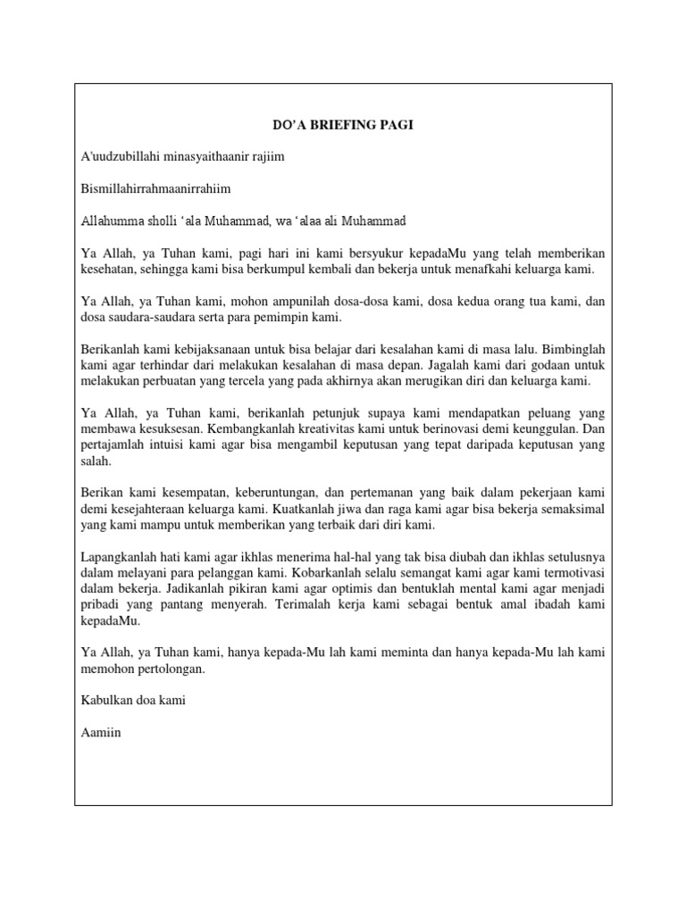 Doa Briefing | PDF