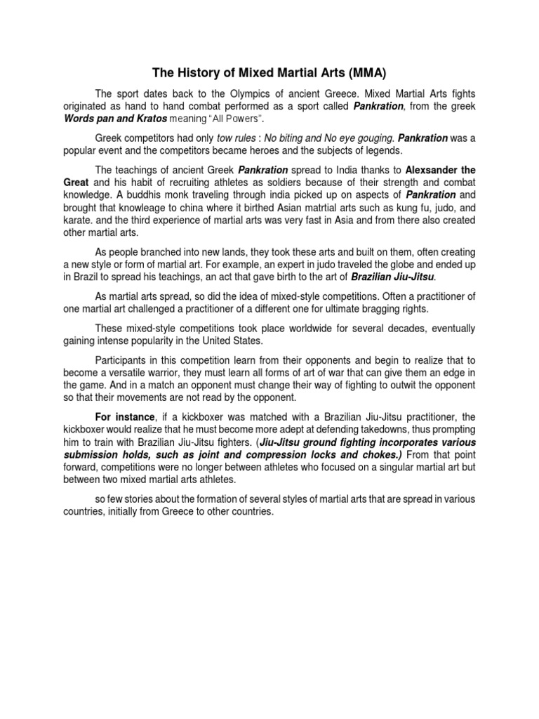 The History of Mixed Martial Arts (MMA) | PDF | History