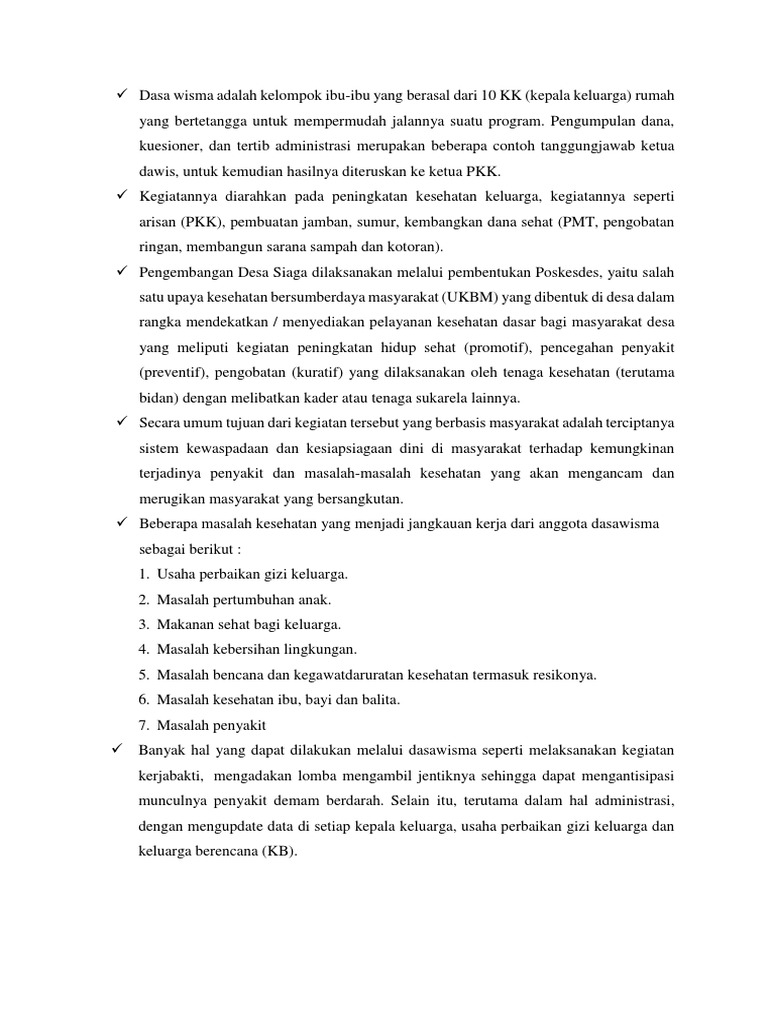 Dasa Wisma Adalah Kelompok Ibu | PDF