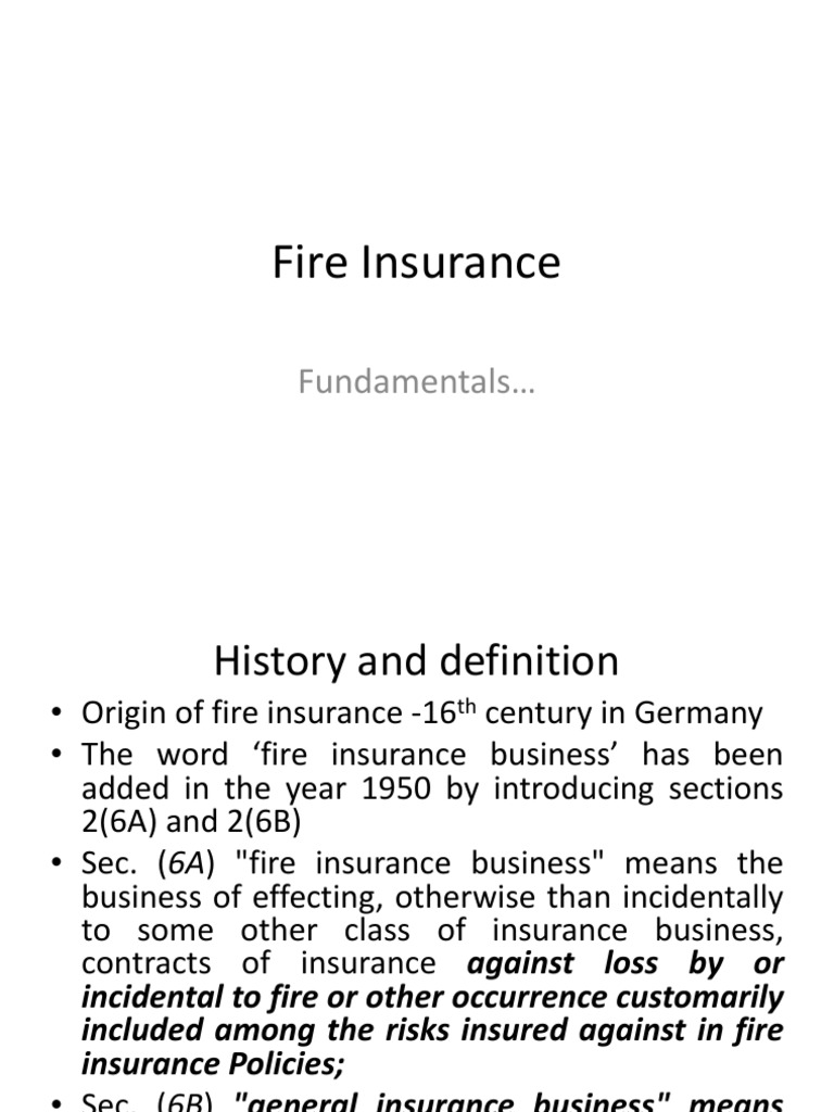 Overview of Fire Insurance Principles | PDF | Finance & Money Management