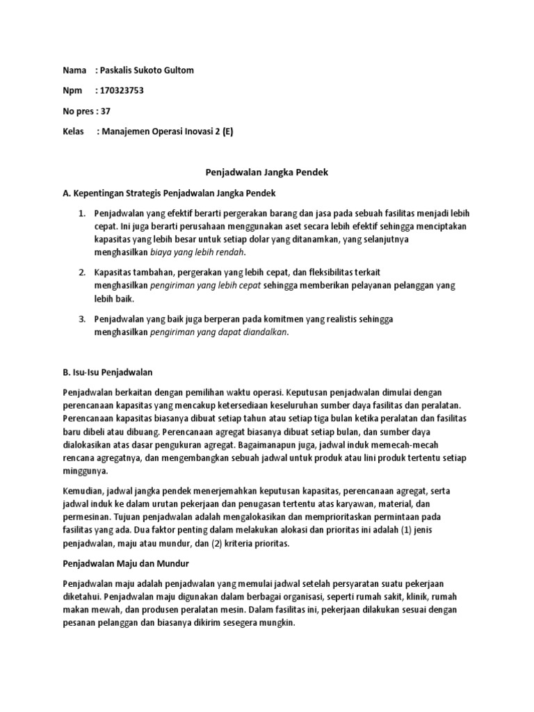 Perencanaan Jangka Pendek Pdf