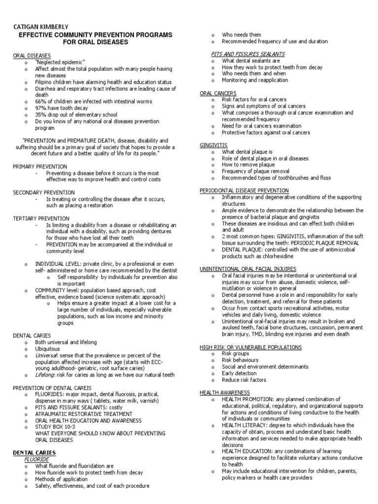 Effective Community Prevention Programs For Oral Diseases | PDF
