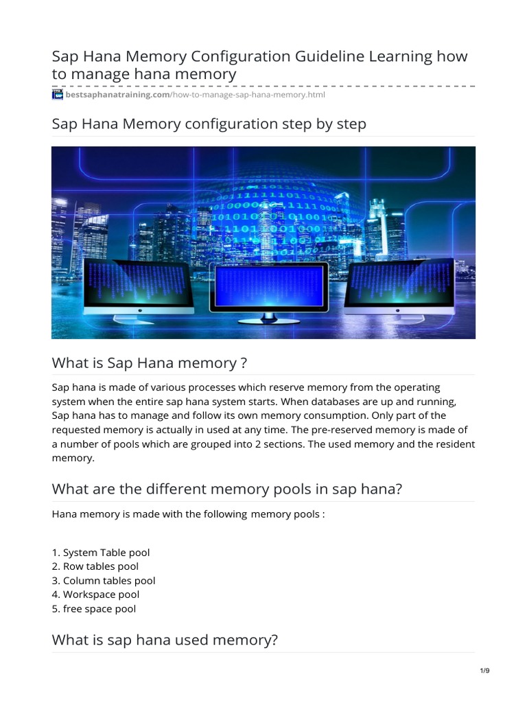 Sap Hana Memory Configuration Guideline Learning How To Manage Hana ...