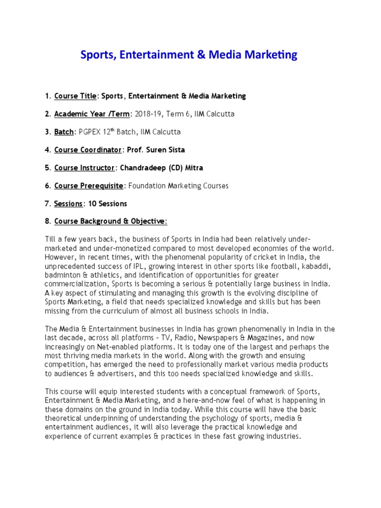 Sports, Entertainment & Media Marketing | PDF | Mass Media | Marketing
