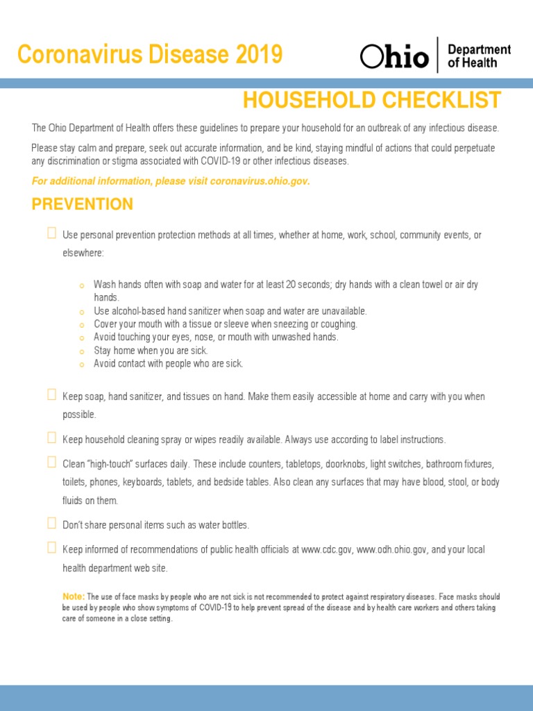 COVID-19 Checklist | PDF | Hand Washing | Diseases And Disorders