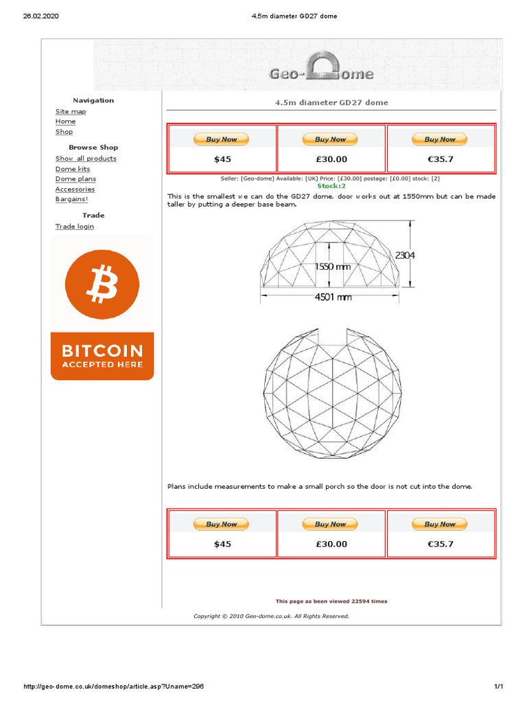 4.5m Diameter GD27 Dome PDF | PDF