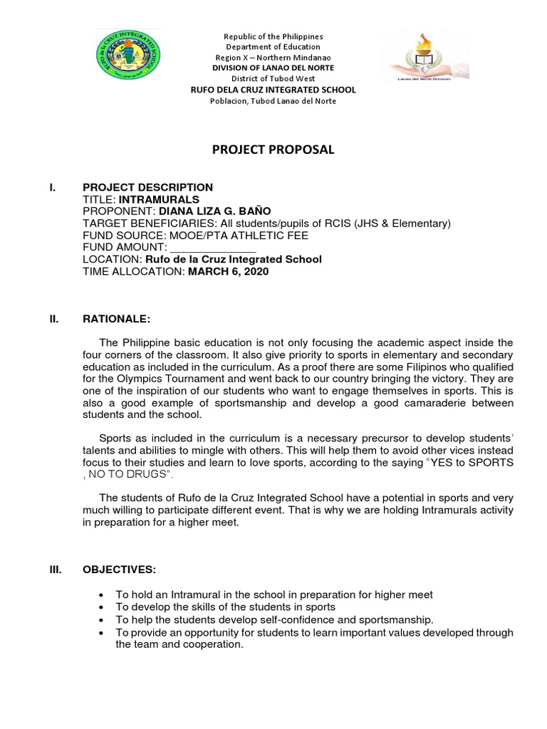 School Intramurals Program Proposal | PDF | Sports | Leisure
