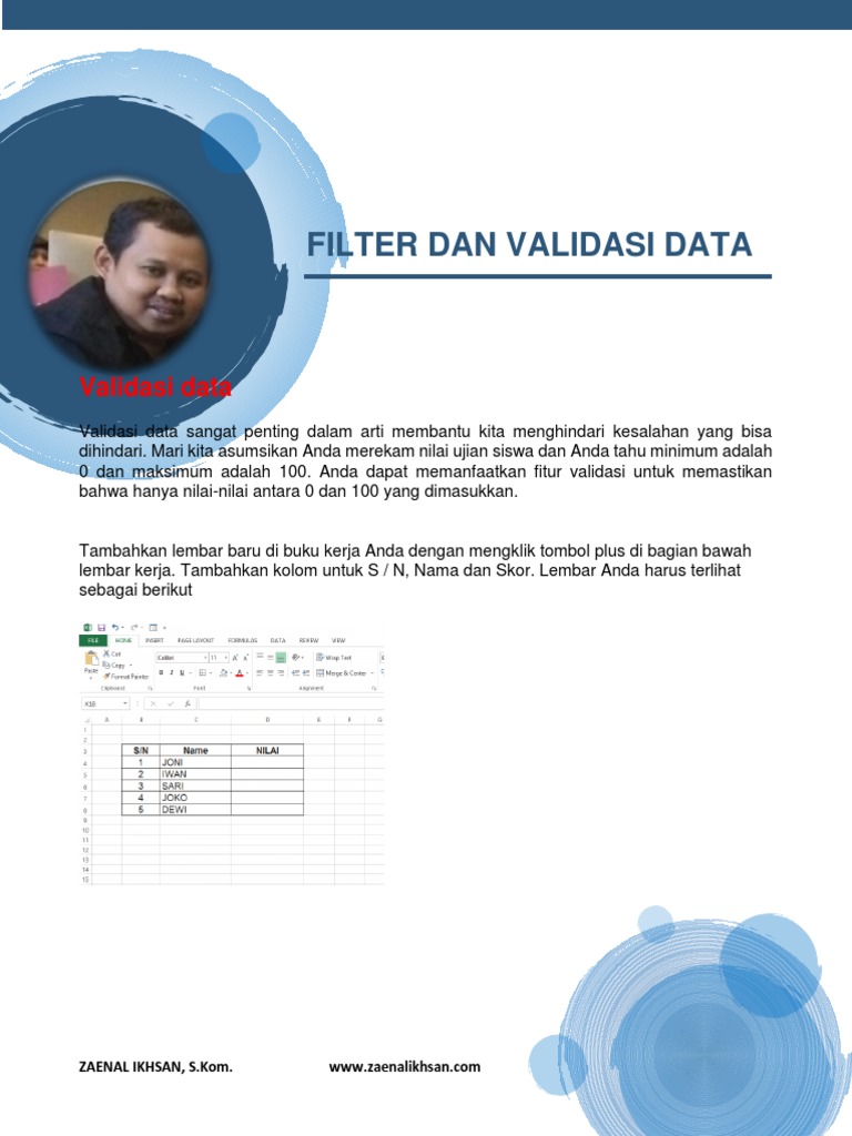 Cara Membuat Filter Dan Validation Data | PDF