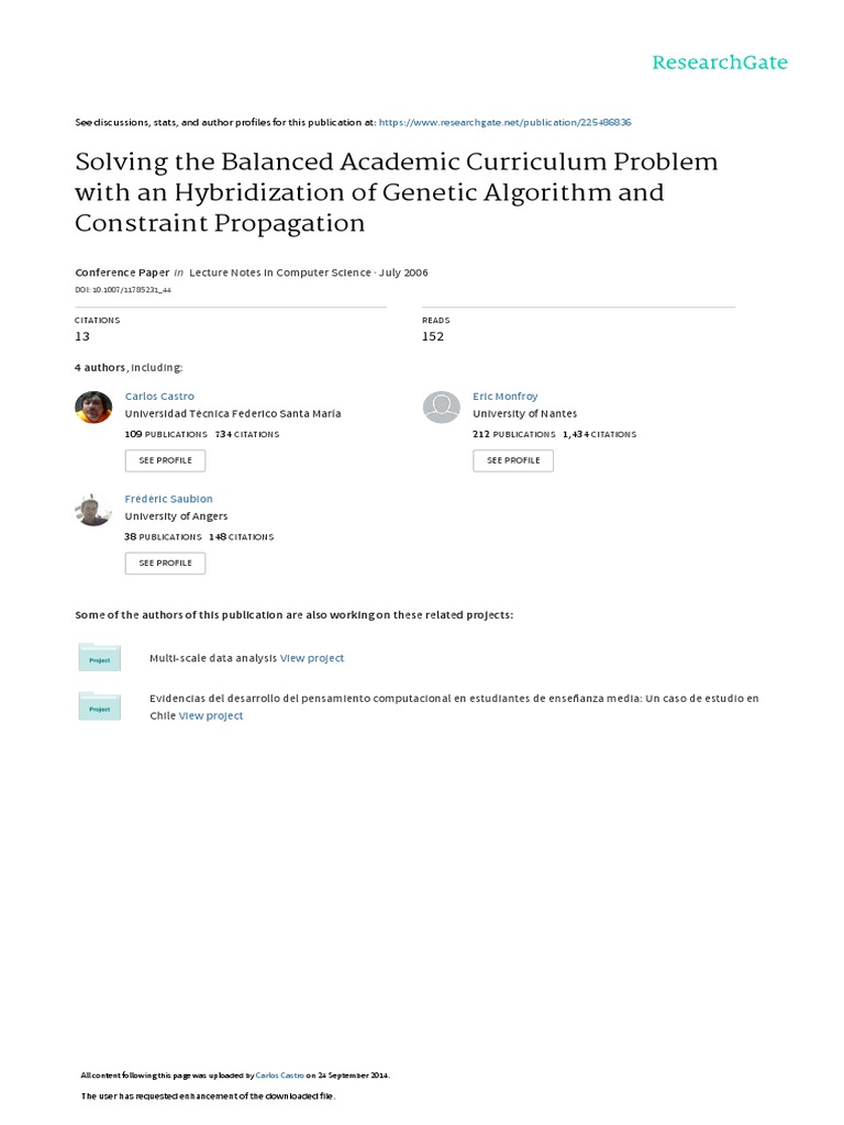 2006 Castro, Lambert, Monfroy, Saubion Solving The Balanced Academic Curriculum Problem With An ...