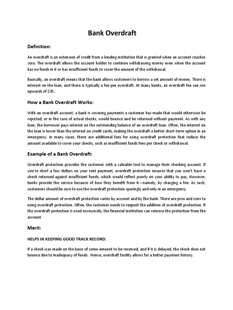 Bank Overdraft | PDF | Finance & Money Management