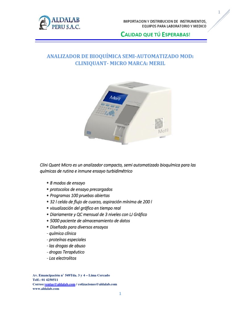 Analizador Bioquimico Cliniquant | PDF