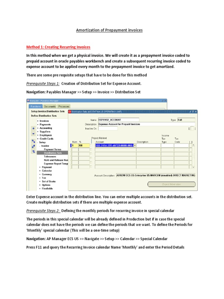 Oracle EBS Amortization of Prepayment Invoices | PDF