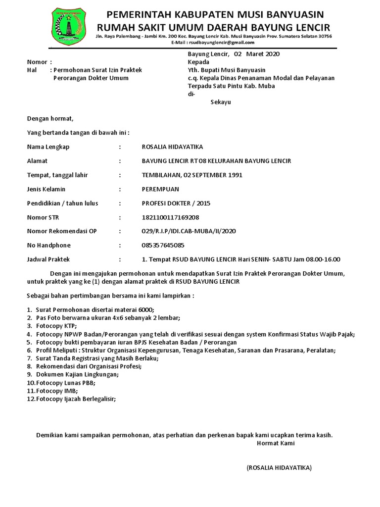 Surat Keterangan Rsud | PDF