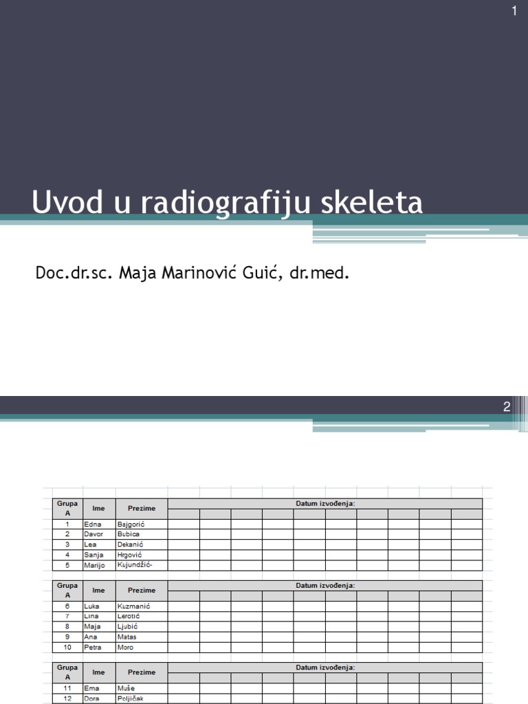 P1 - Uvod U Radiografiju Skeleta I Radiografija Prstiju Ruke - 2016 - 2017 | PDF