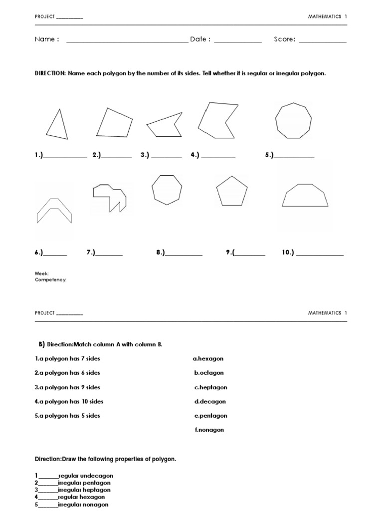 Polygon Identification Exercise | PDF | Teaching Methods & Materials
