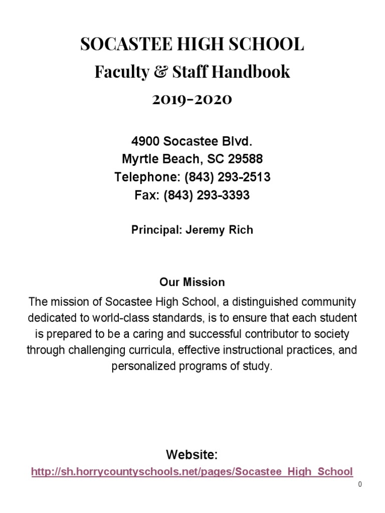 Shs Teacher Handbook 2019-2020 | PDF