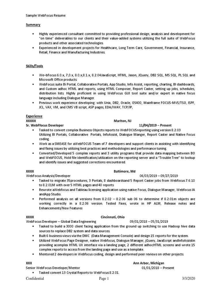 WebFocus Developer Expertise | PDF