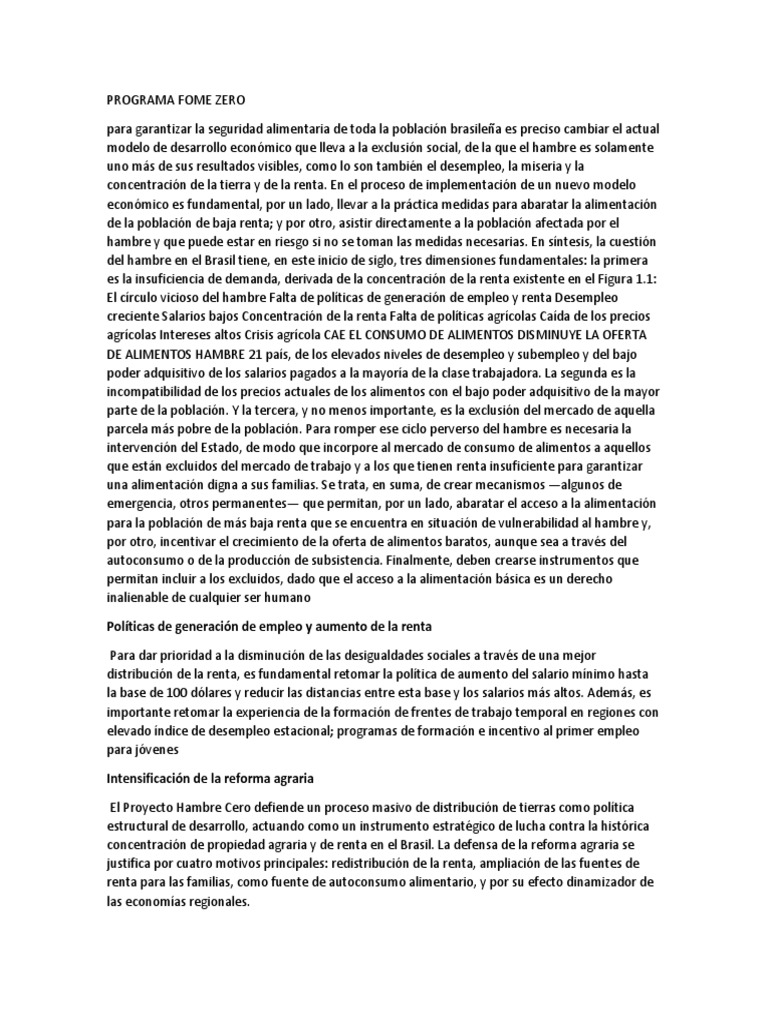 Programa Fome Zero | PDF