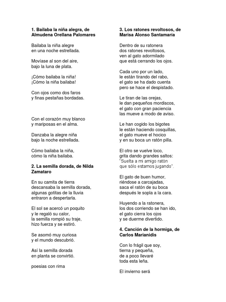 5 Poemas Con Rimas | PDF