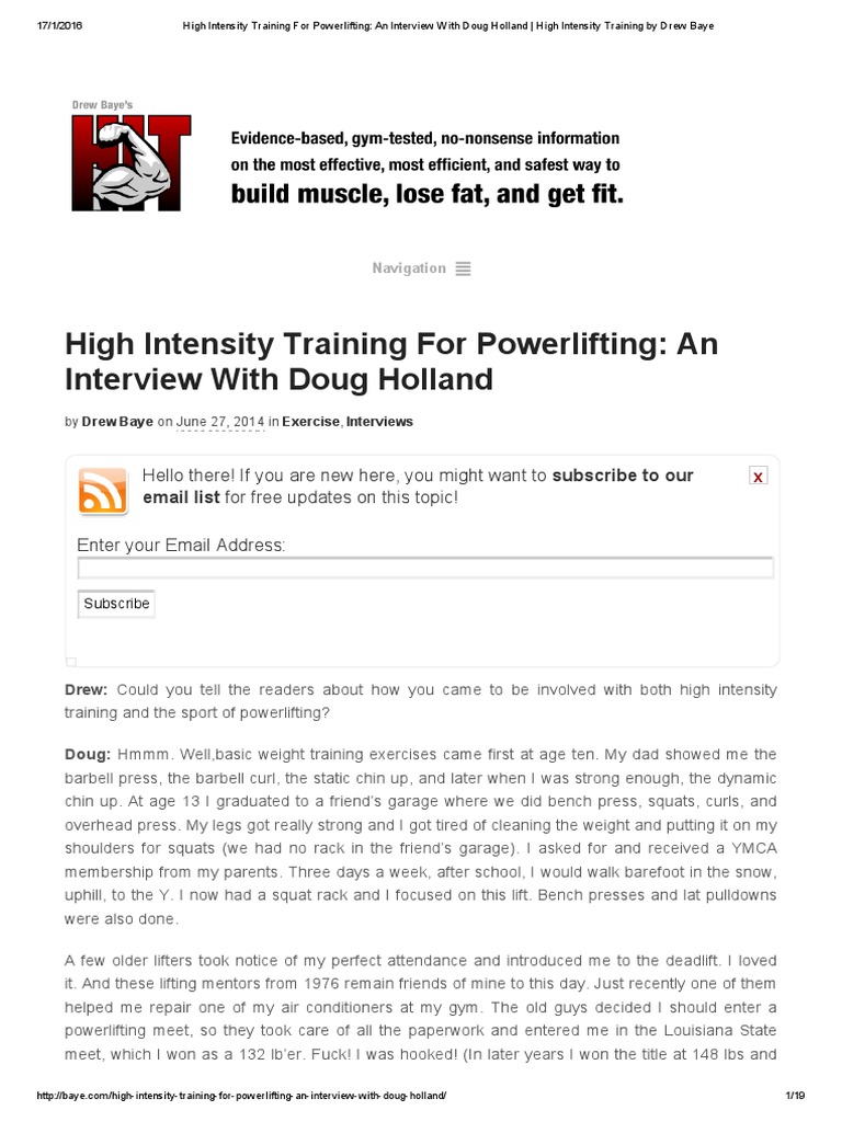 High Intensity Training For Powerlifting - An Interview With Doug ...