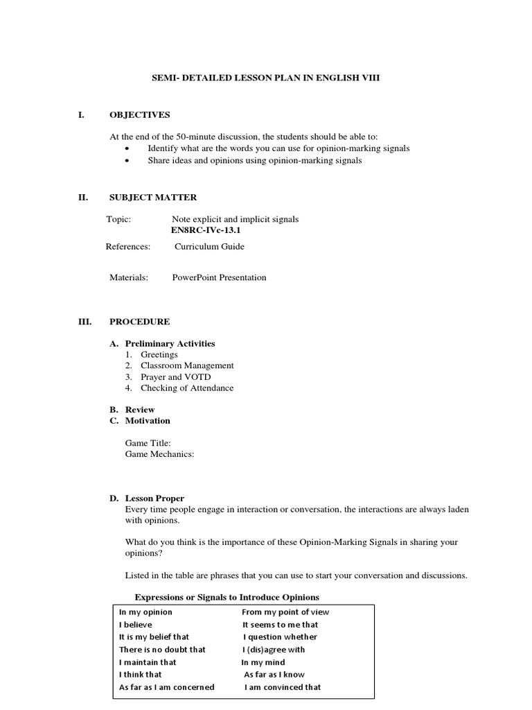 Lesson Plan Signals | PDF