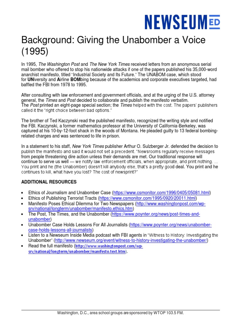 Background-Giving The Unabomber A Voice Case Study | PDF