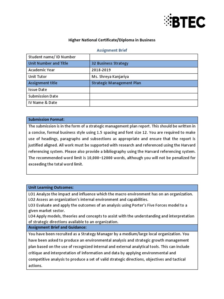 Unit 32 Business Strategy Assignment | PDF