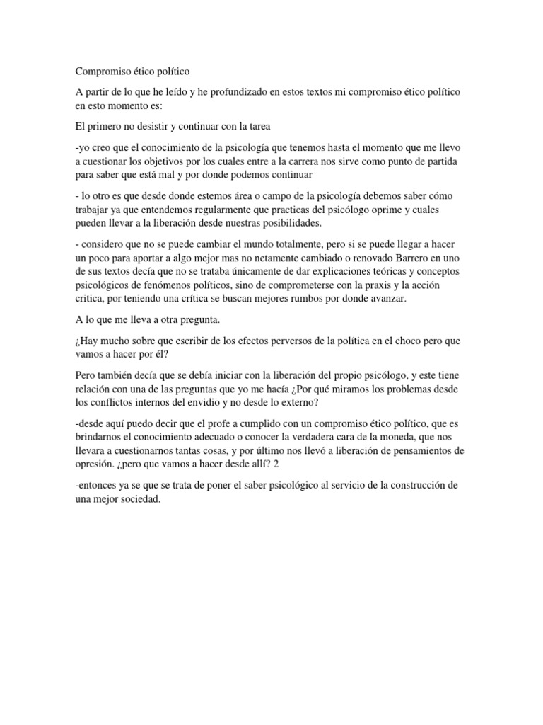Compromiso Ético en Psicología Política | PDF