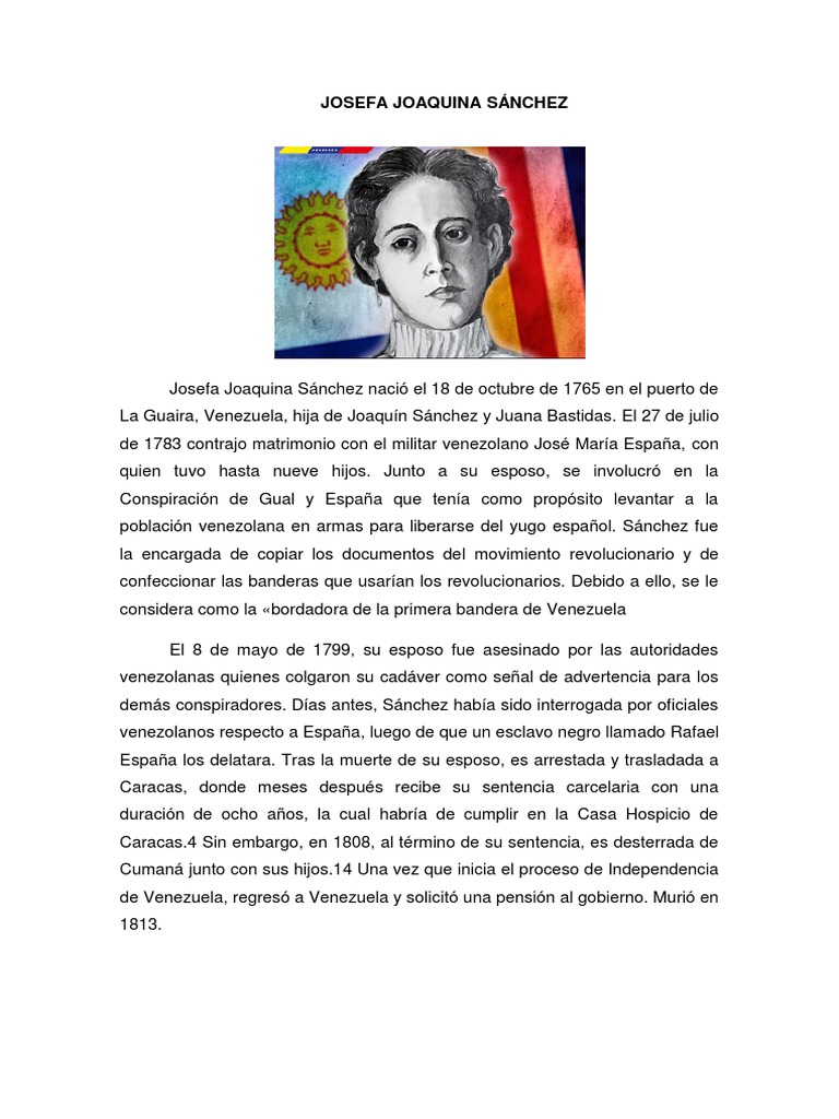 Josefa Joaquina Sánchez: Primera conspiradora de la independencia de ...