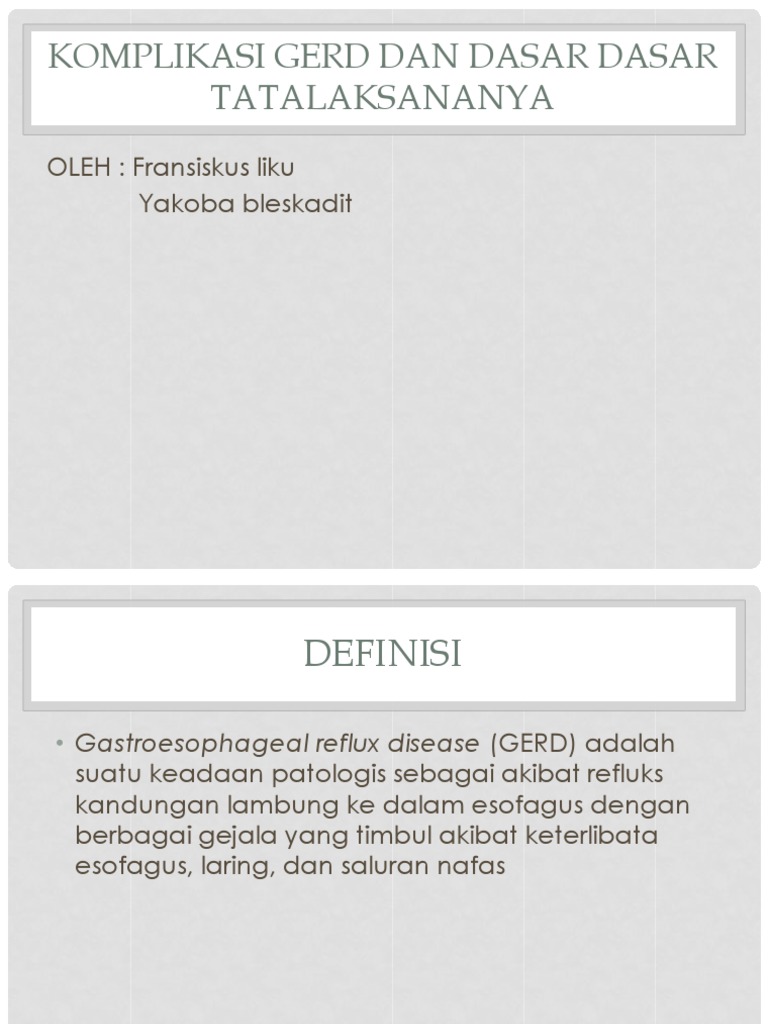Komplikasi dan Tatalaksana GERD | PDF