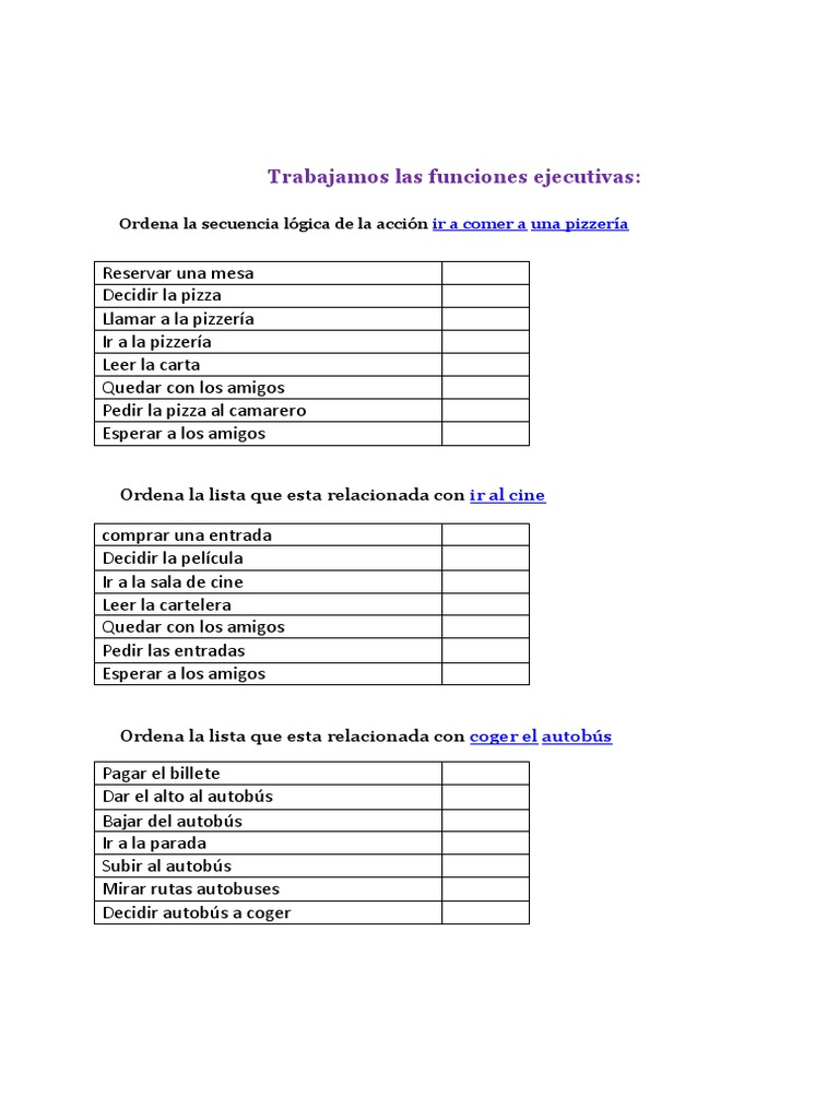 Funciones Ejecutivas y Atención en Actividades Cotidianas | PDF