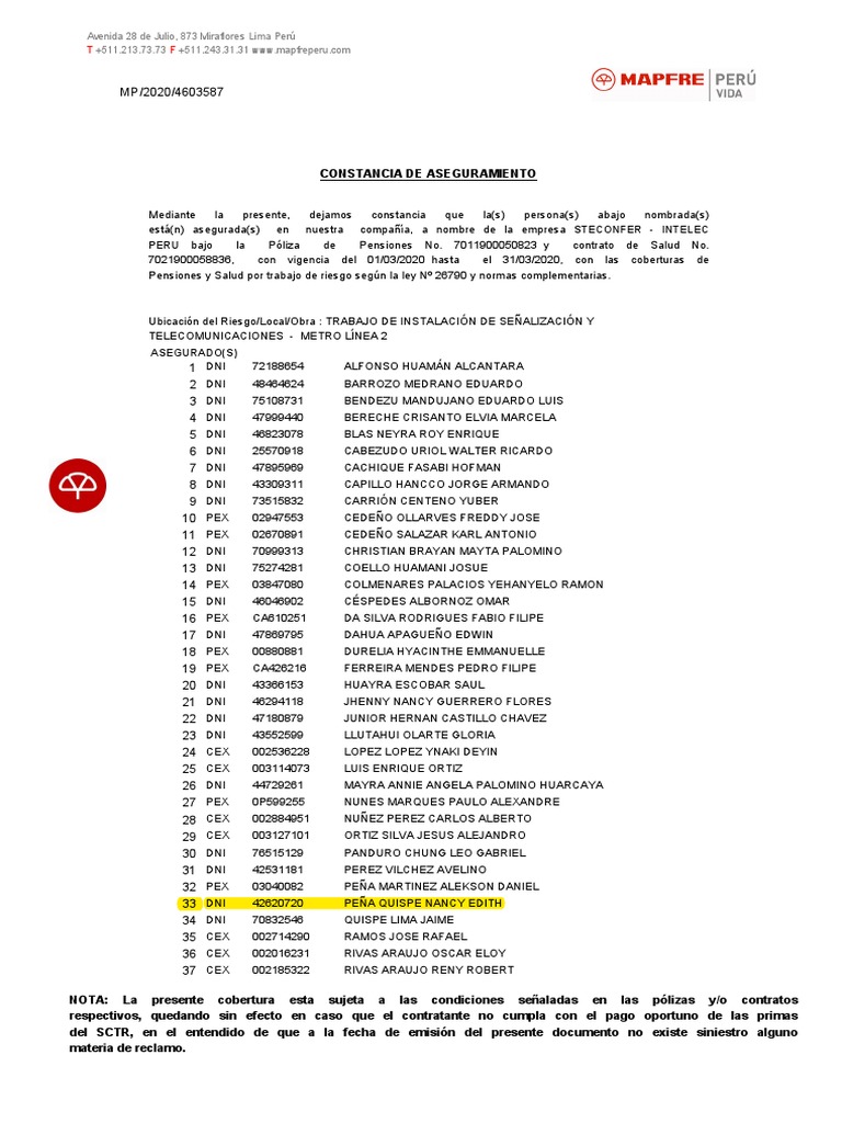 Sctr-Pension y Salud Marzo | PDF