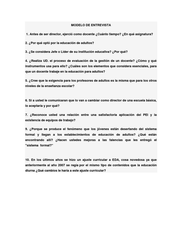 Modelo de Entrevista | PDF | Crecimiento personal y profesional | Negocios